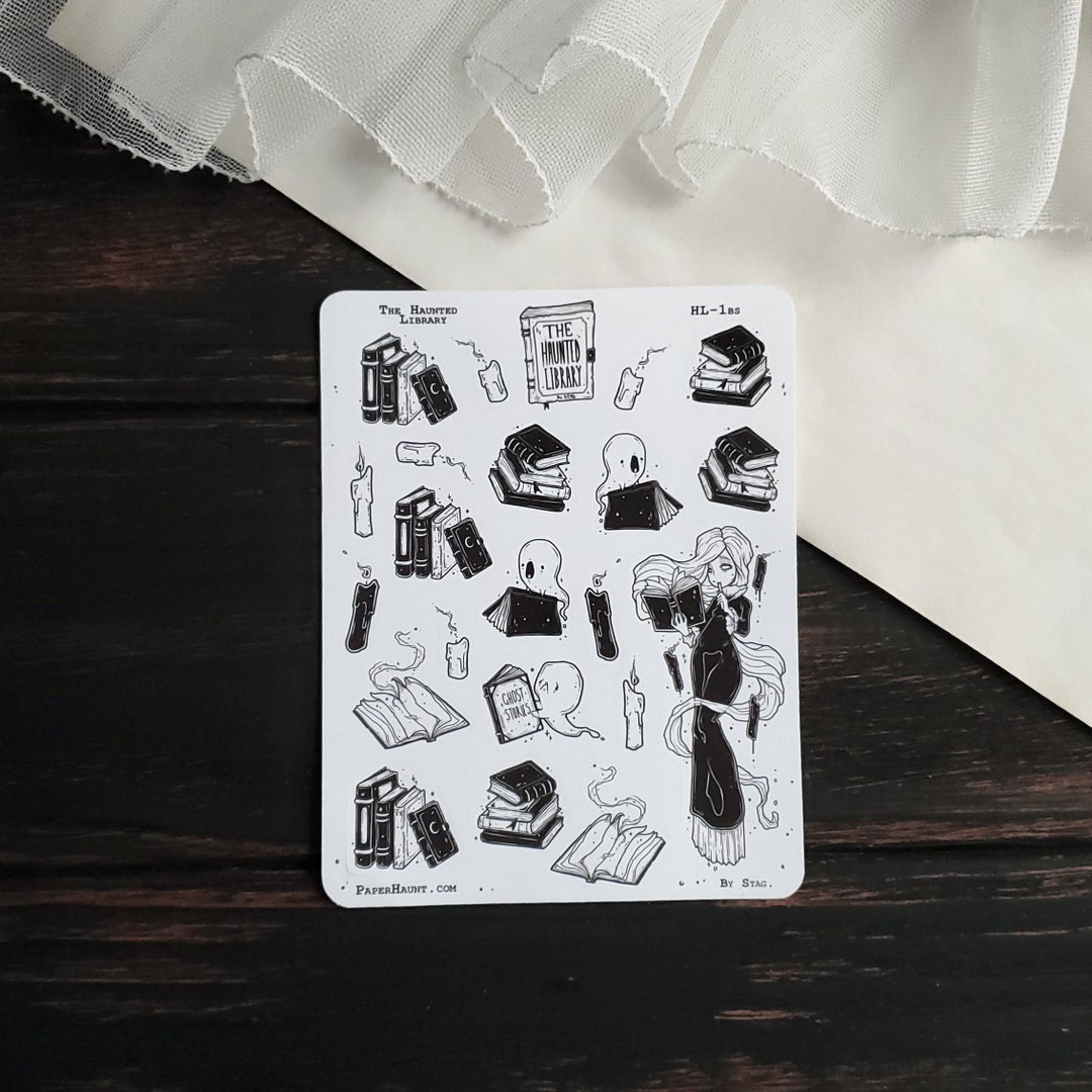 Haunted Library STICKER Sheet - Ghosts and Books - Etsy