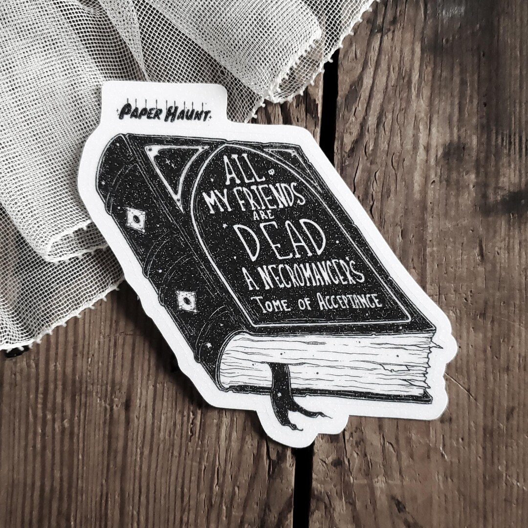 Necromancer Book Vinyl STICKER | Spooky Cute - Gothic | Haunted Library ...