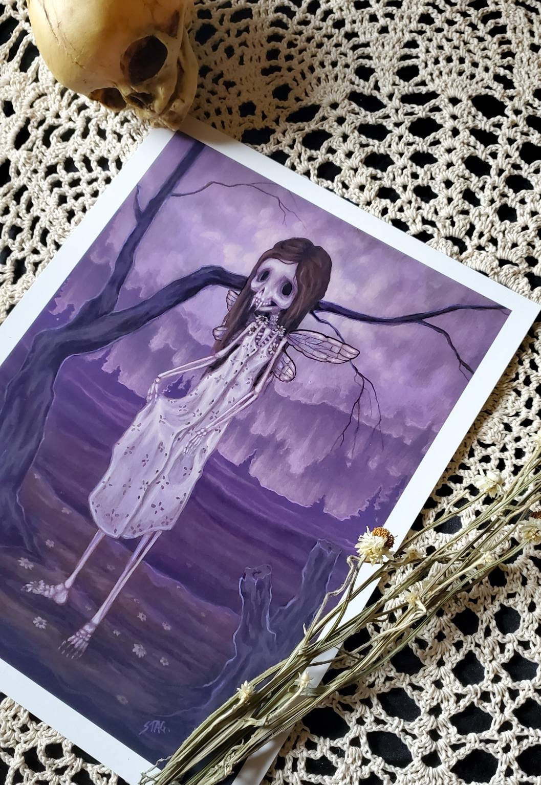 Daisy Bones skeleton fairy art print | Etsy