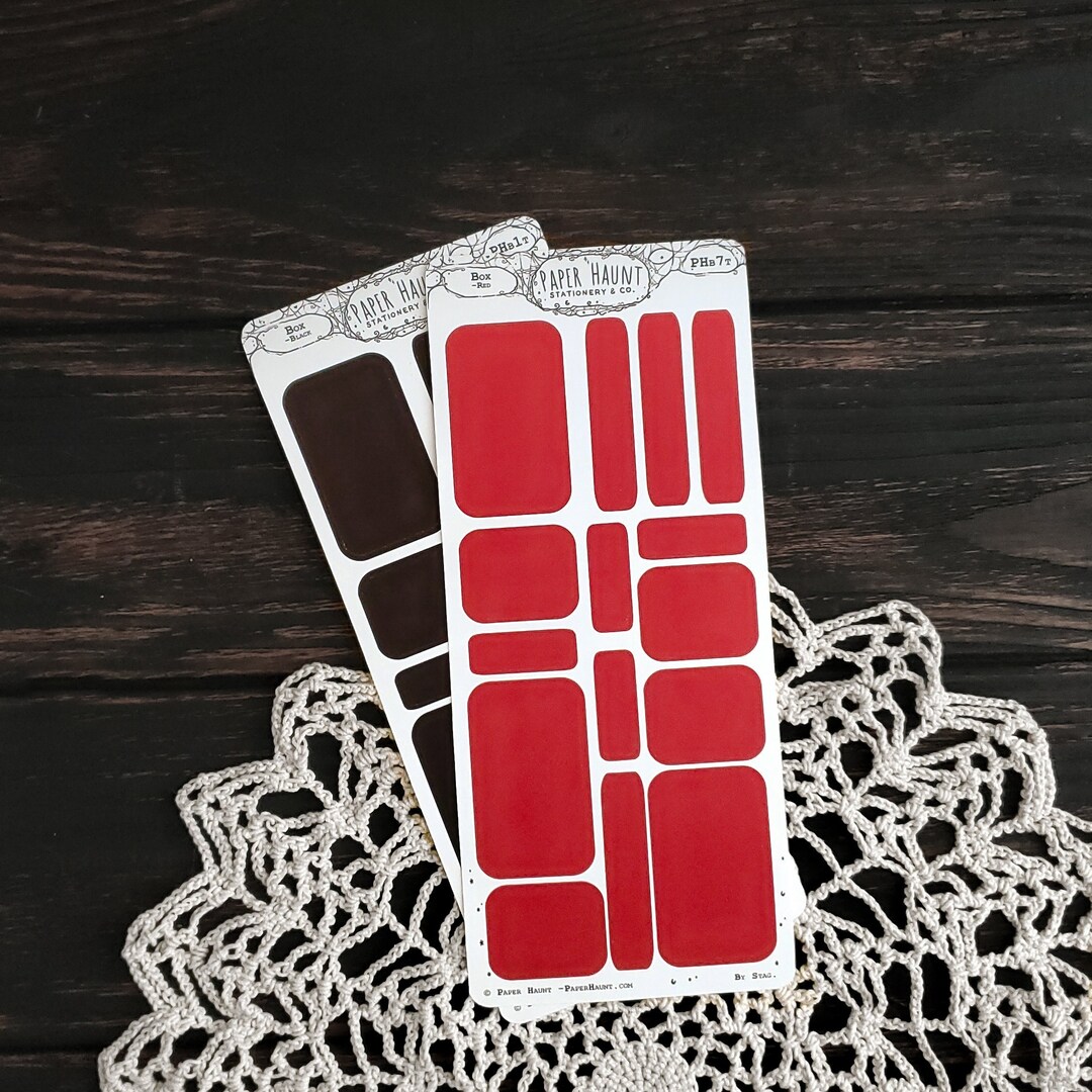 Red and Black Box Planner Sticker Sheet Planner Accents - Etsy