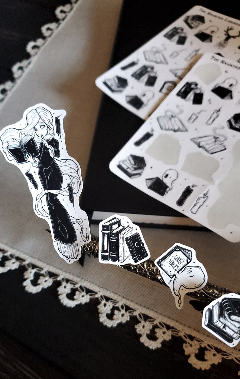 Haunted Library STICKER Sheet Ghosts and Books - Etsy