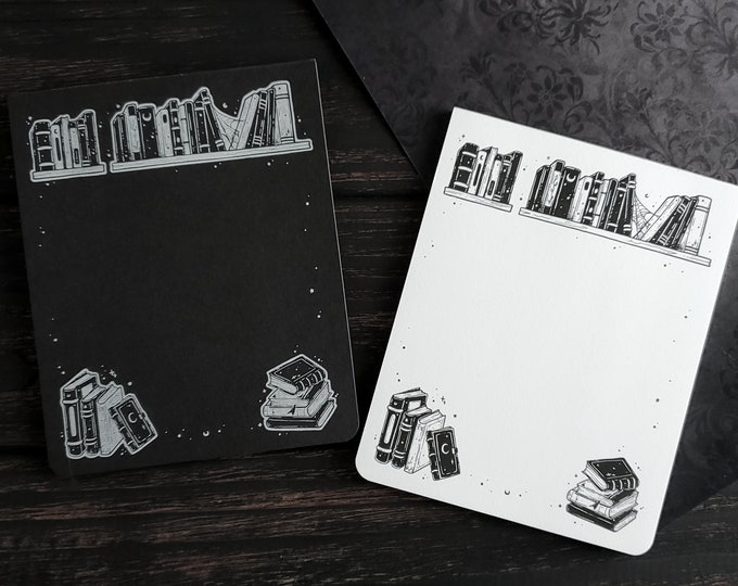 Book Shelf Medium Gothic Notepad Stationery - Etsy