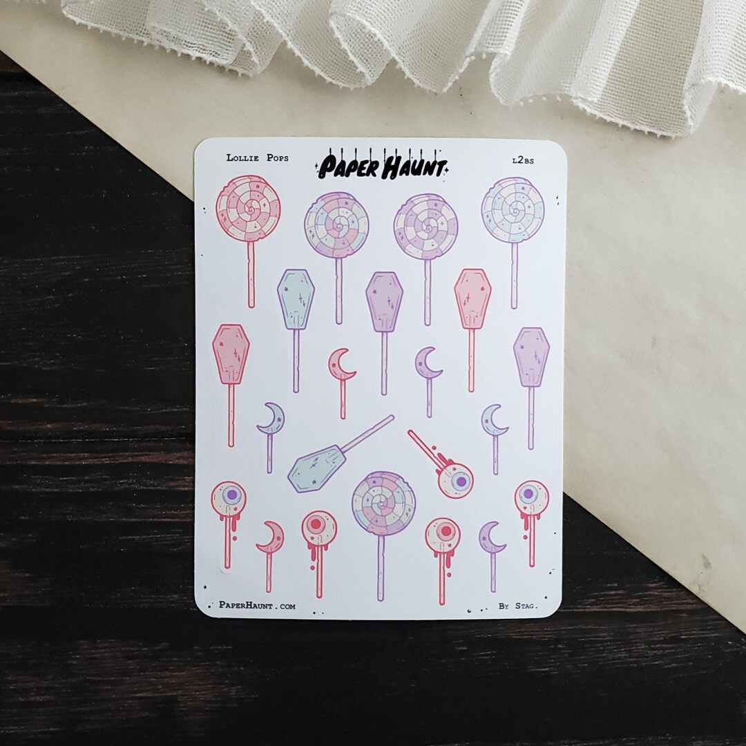 Lollie Pop Sticker Sheet -planner Stickers, Spooky Cute, Pastel Goth - Etsy