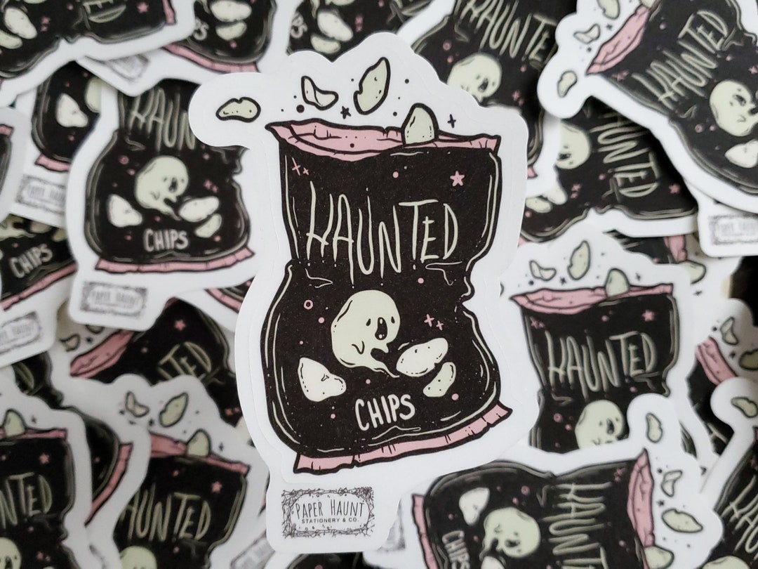 Haunted Chips, GHOST STICKER, Spooky Cute Goth Food - Etsy