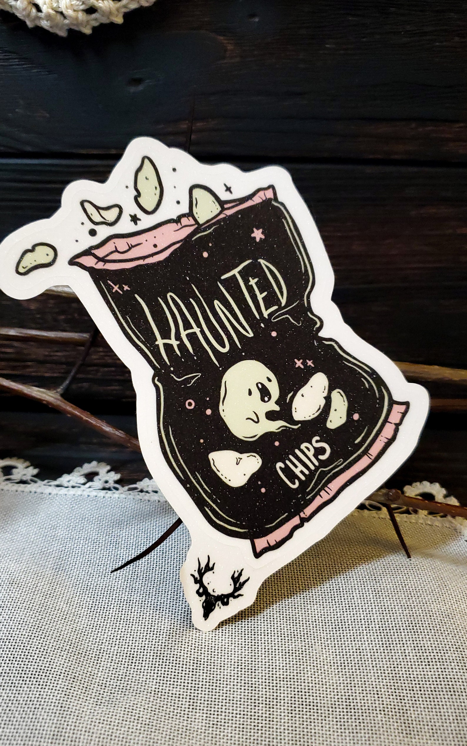 Haunted Chips GHOST STICKER Spooky Cute Goth Food - Etsy