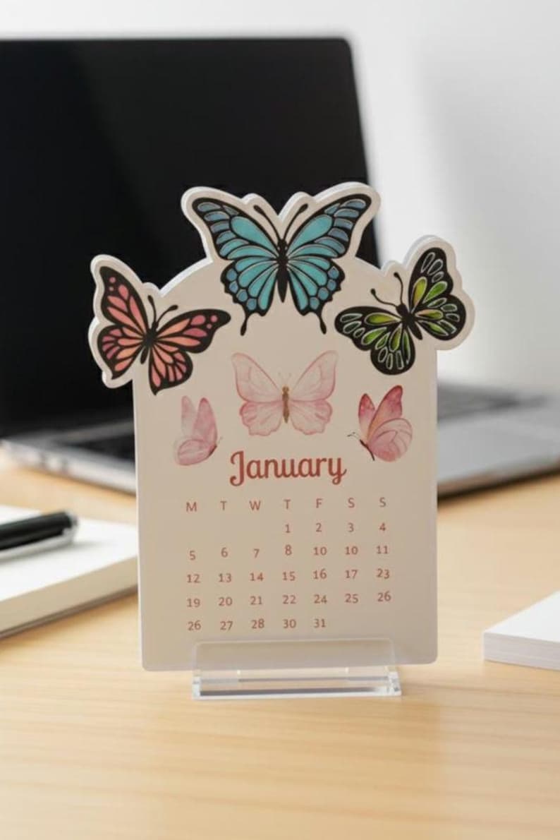 Butterfly Calendar 2026 | Desk Calendar - Etsy