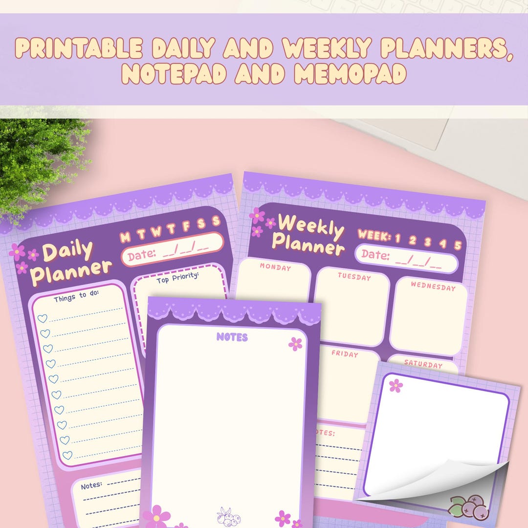 Violet Planner Bundle (weekly, Daily, Notepad and Memo) Printable Canva ...