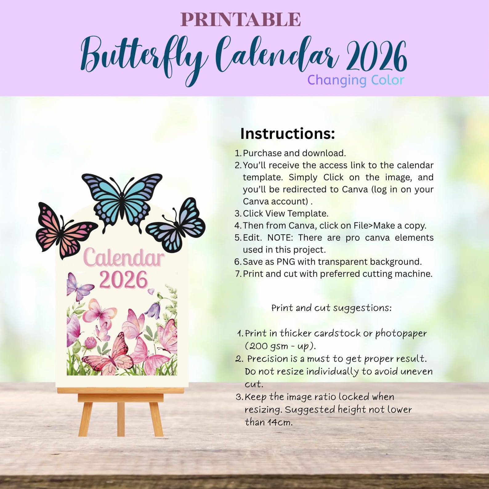 Butterfly Calendar 2026 | Desk Calendar - Etsy