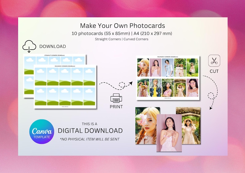 Kpop Photocard Template Custom Photo Card - Etsy