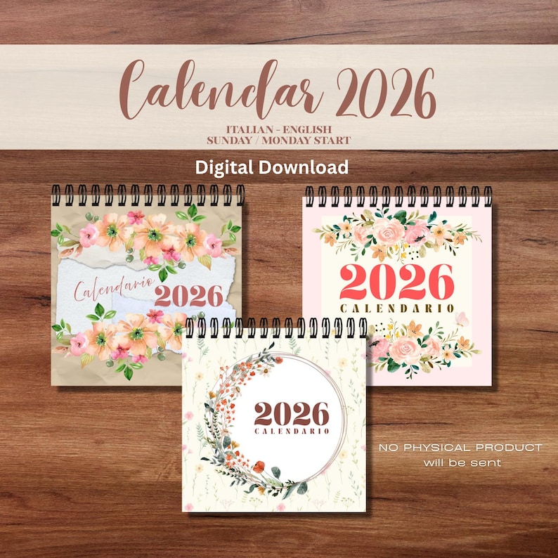 2026 Calendar Floral Set | Mini Desk Calendar - Etsy