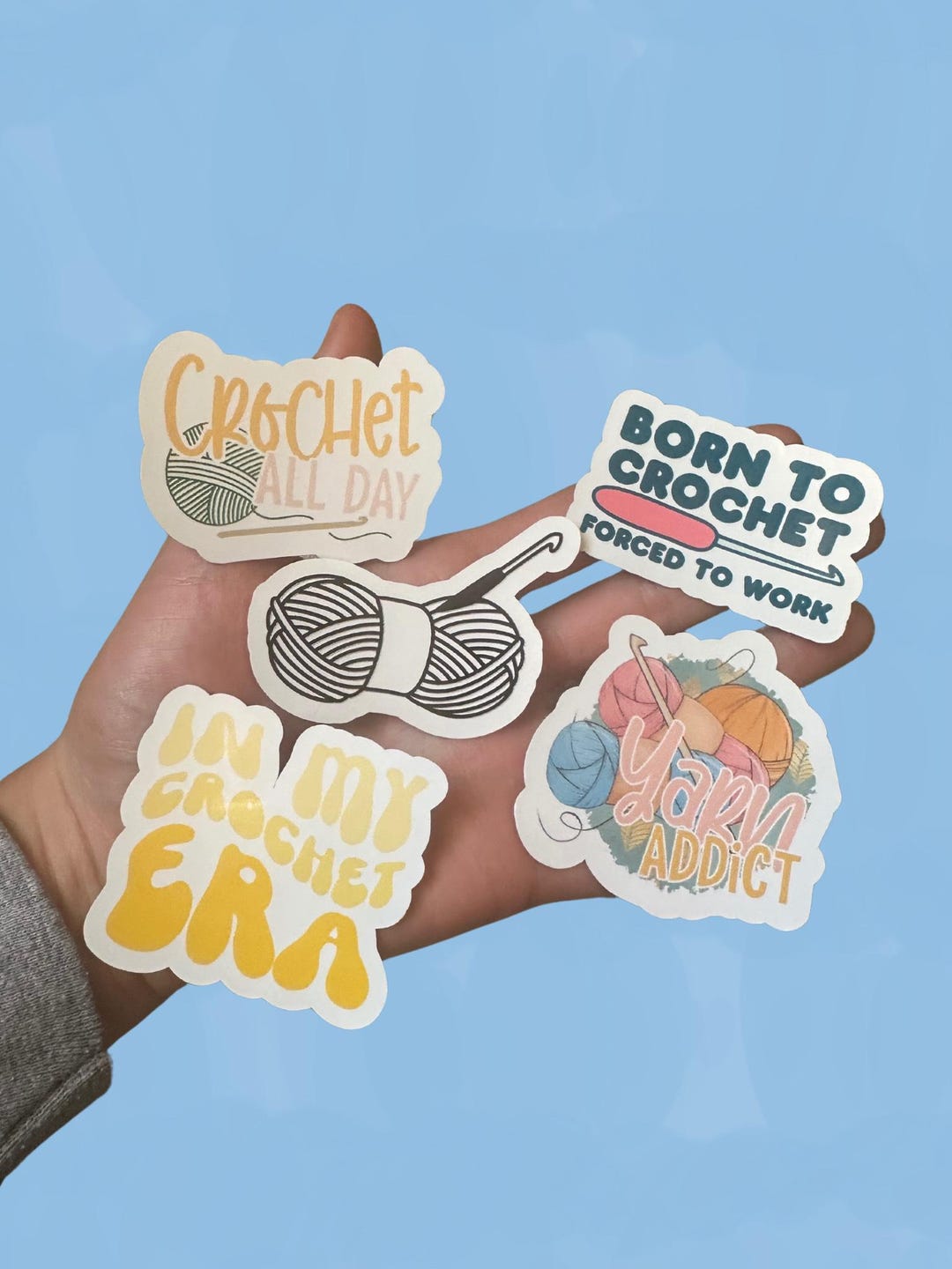 Crochet Sticker Bundle of 5 | Glossy Stickers | Cute Stickers | Crochet ...