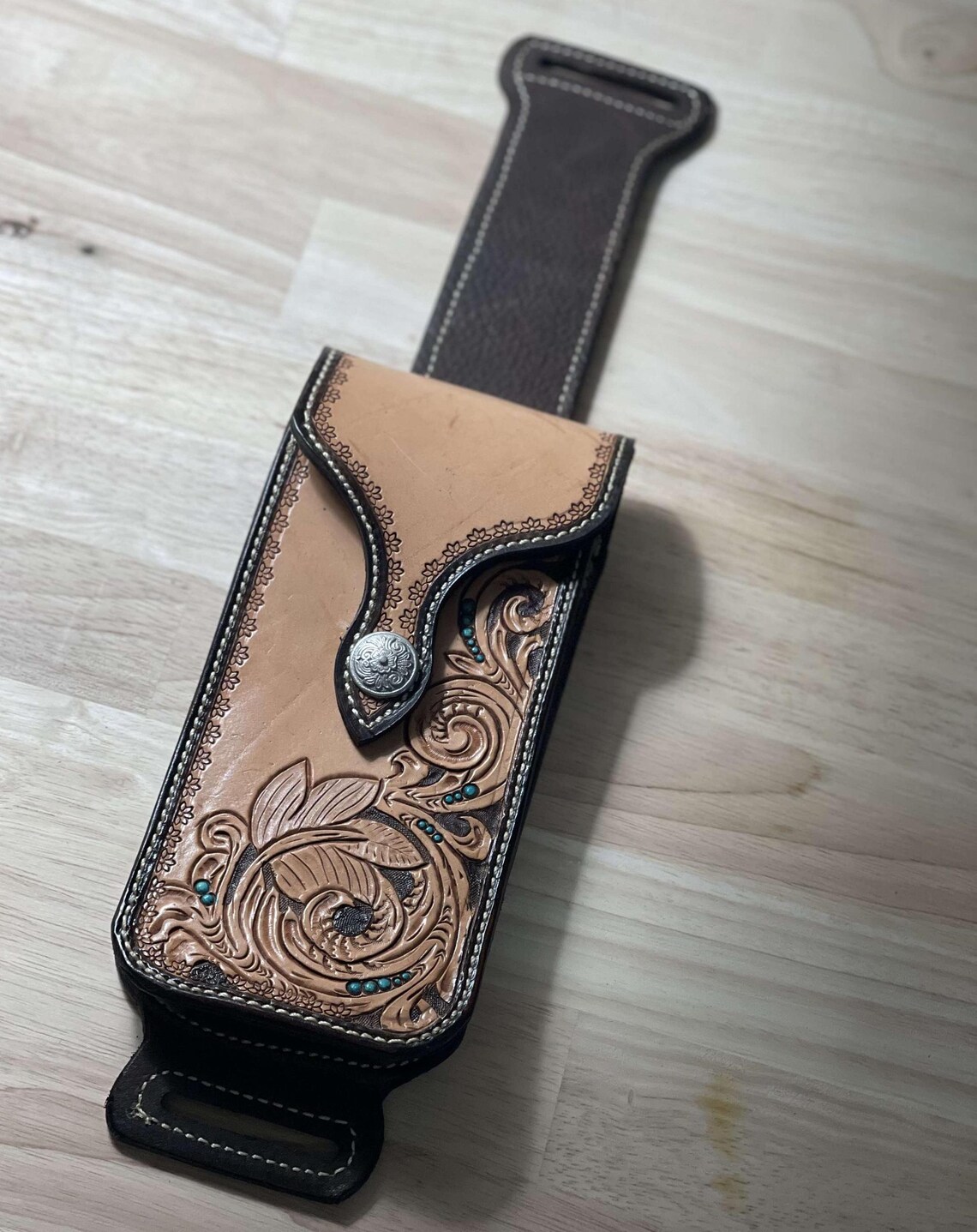 Tooled Leather Back Cinch Phone Case - Etsy
