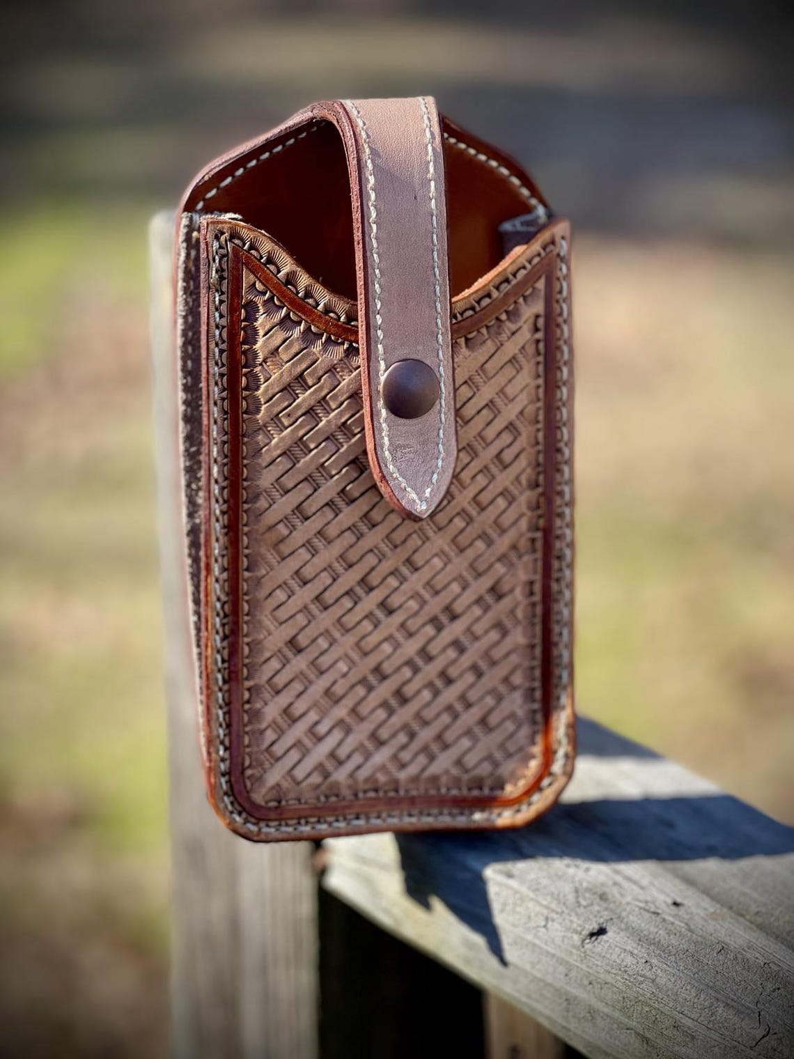 Tooled Leather Belt Phone Case Holder - Etsy