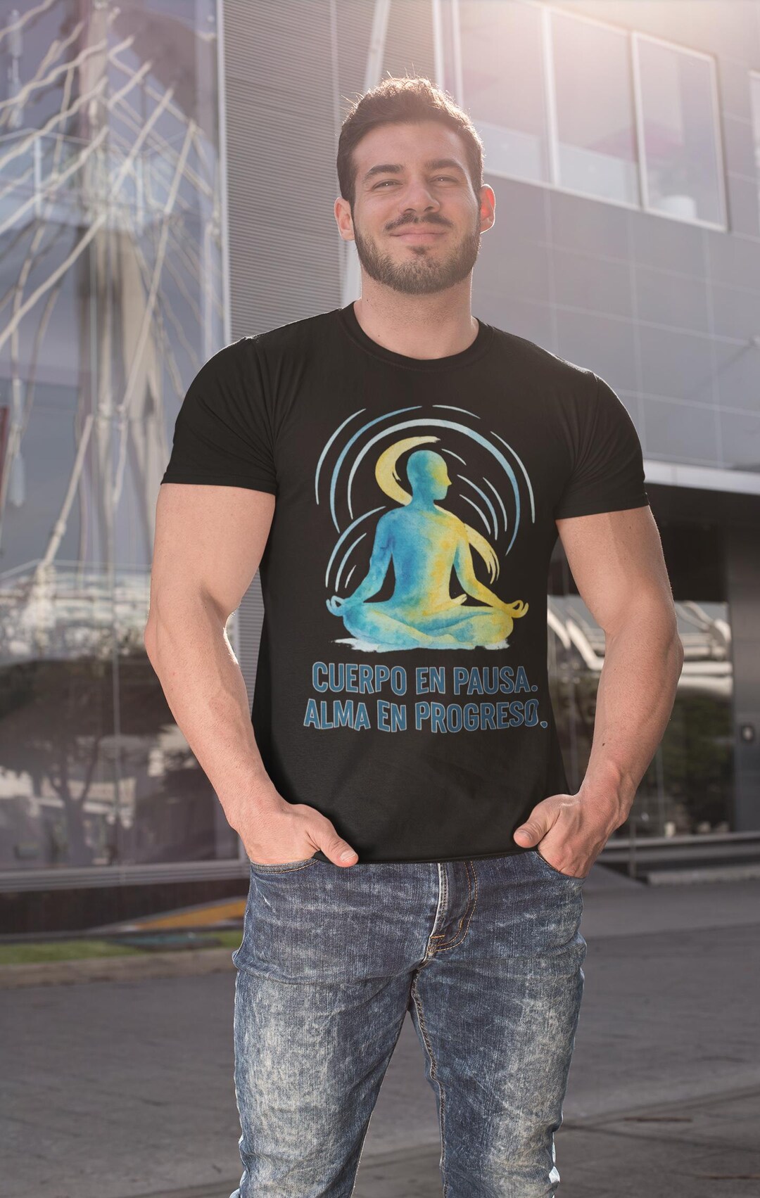 Fluid Watercolor Mindfulness T-shirt, Progressing Soul Pause Body Tee ...