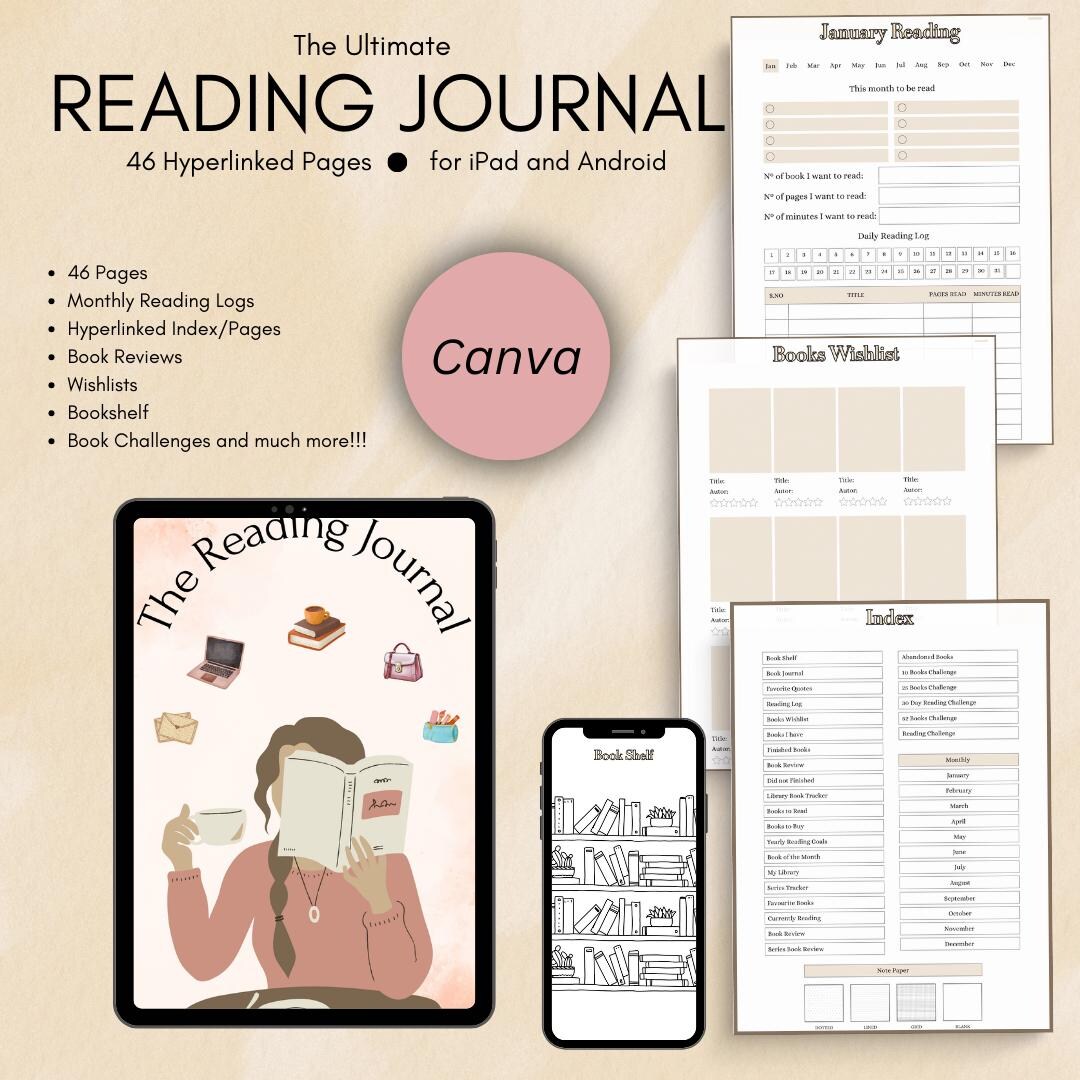 Digital Reading Journal, Digital Book Tracker for Goodnotes, iPad ...