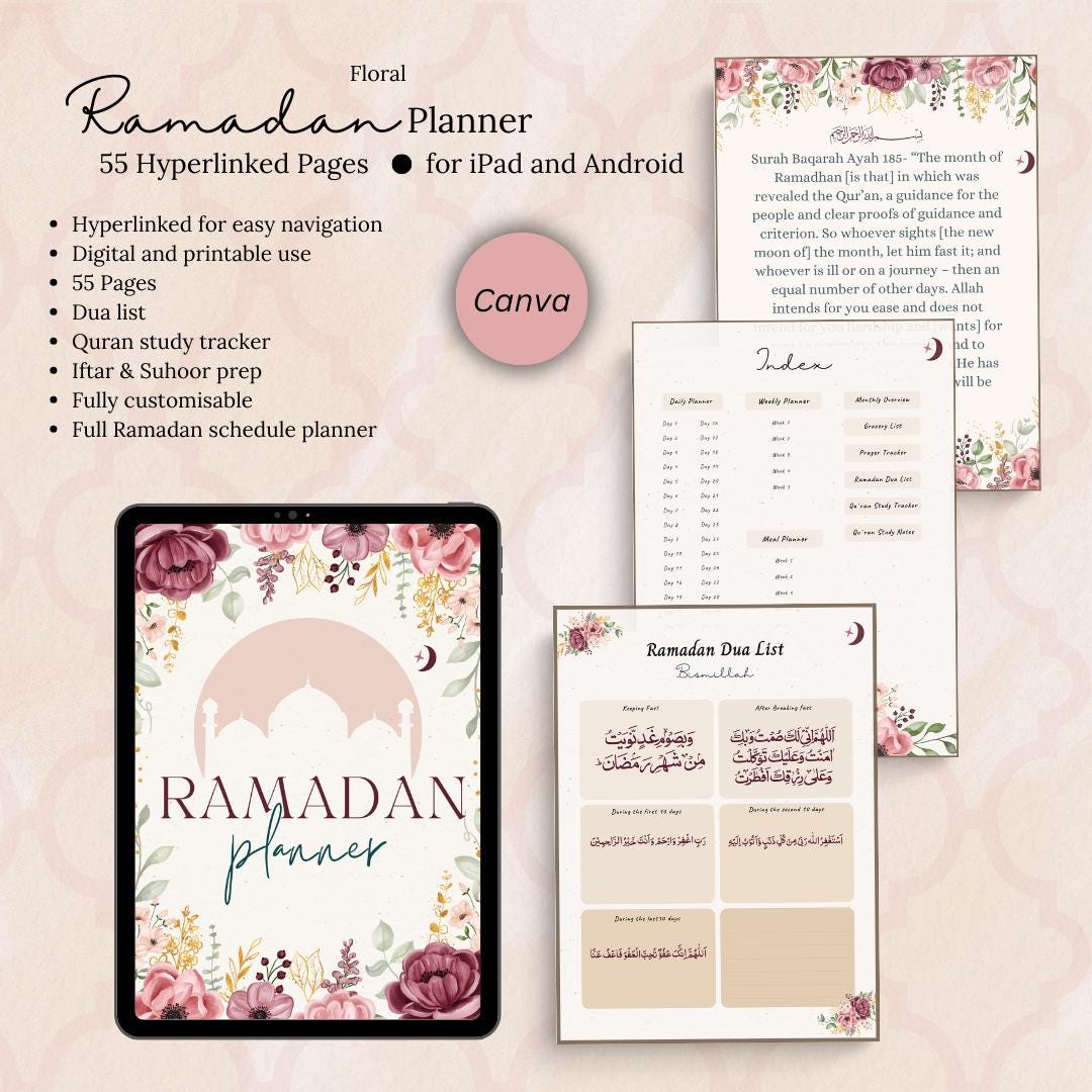 Pretty Ramadan 2025 Planner, Ramadan Planner Printable, Digital Ramadan ...