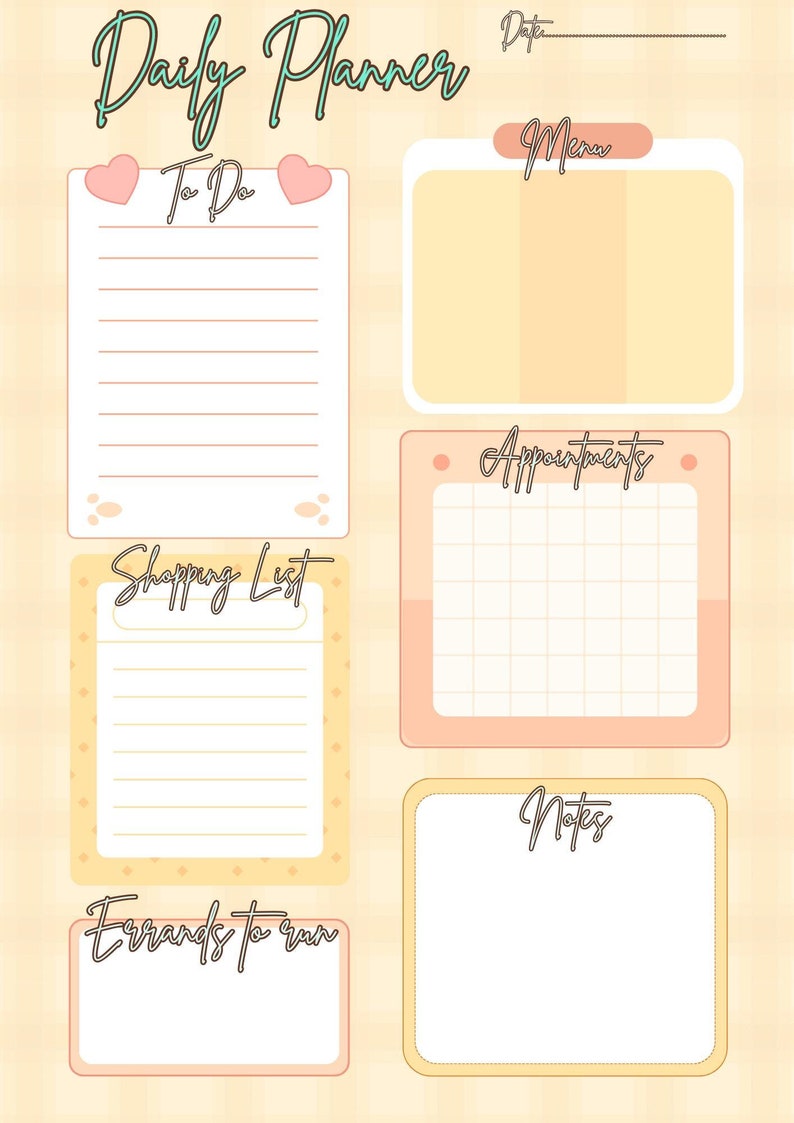 Daily Digital Planner, Daily Tasks, Notes, Goals, PDF, Download, Time ...