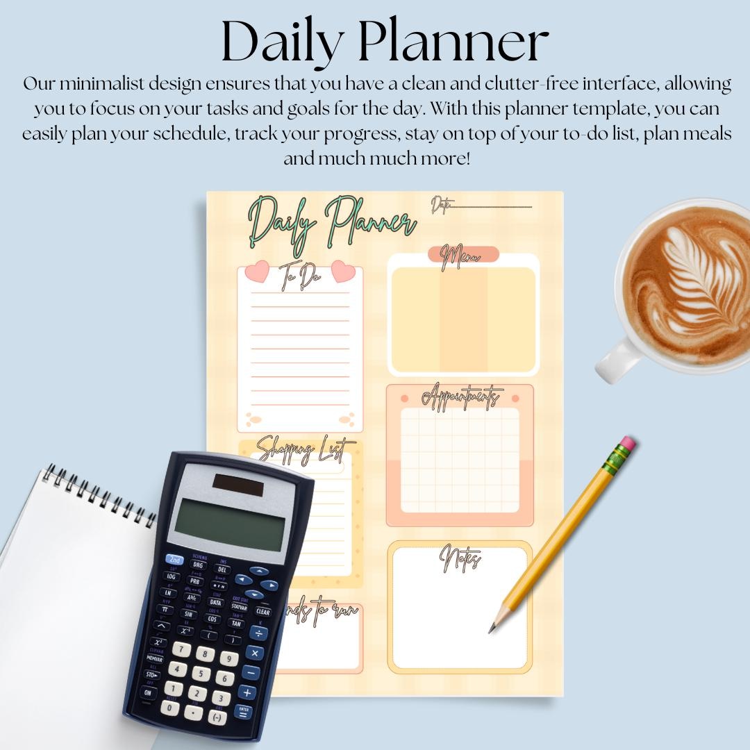 Printable Daily Planner, Daily Tasks, Meal Planner, Download, Time ...