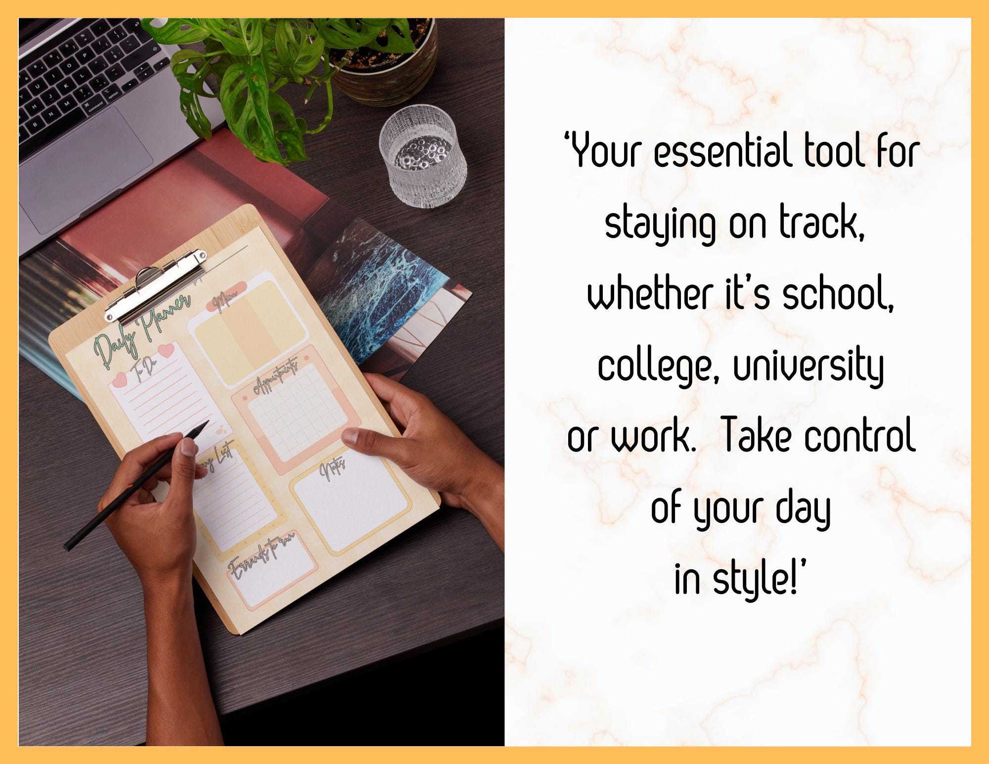 Undated Daily Digital Planner, Daily Tasks, Meal Planner, Download ...