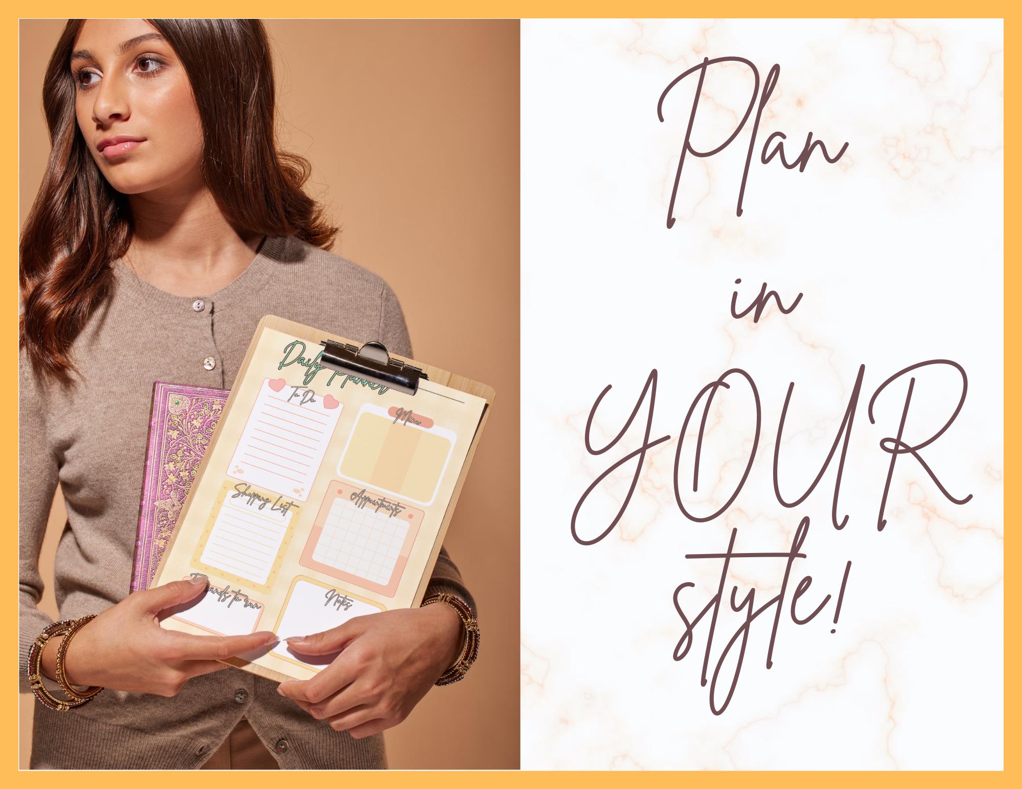 Undated Daily Digital Planner, Daily Tasks, Meal Planner, Download ...