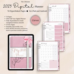 Aesthetic Pink Digital Planner 2025, Minimalist Planner, Dated Weeks ...