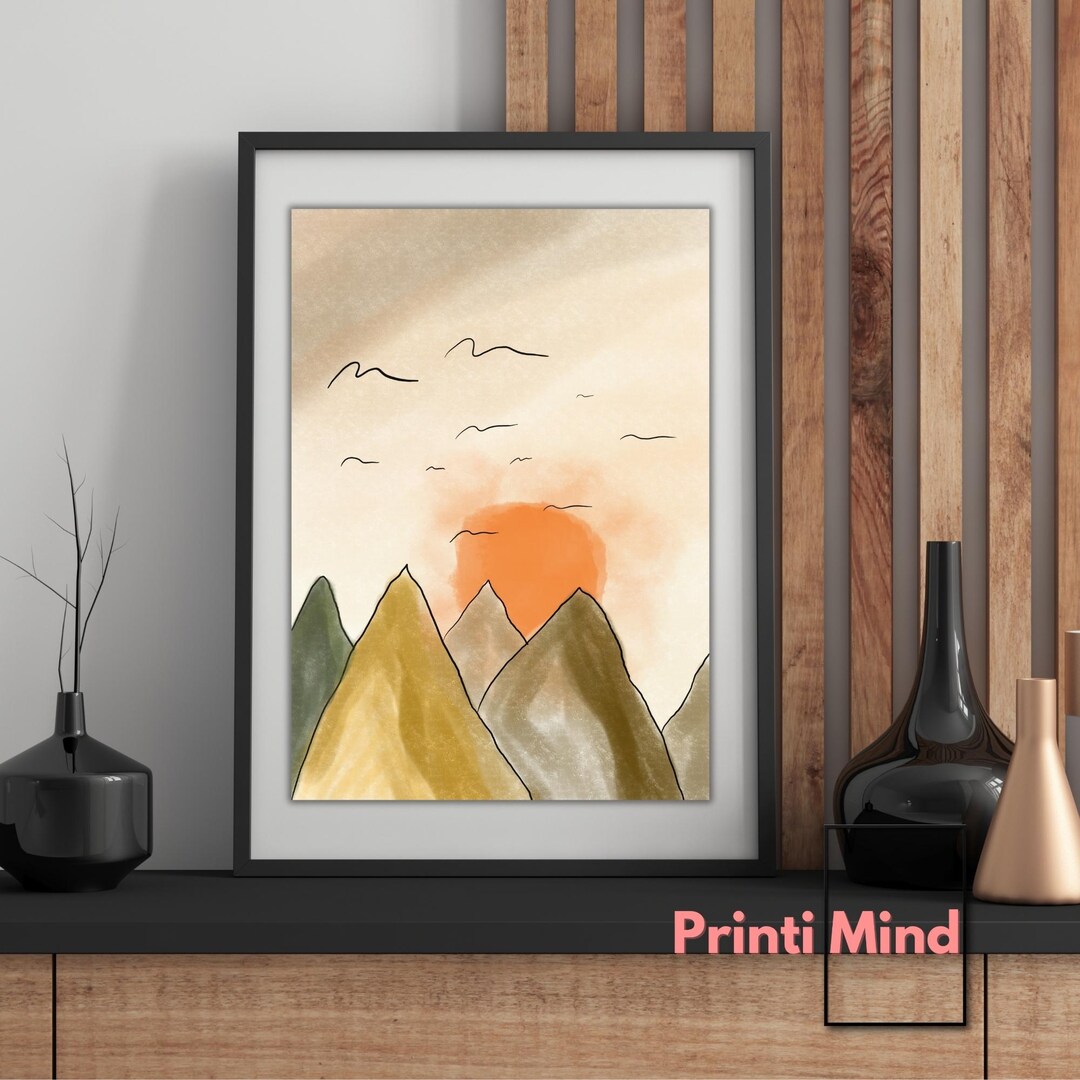 Hand Draw Nature Wallart , Hand Drawing Nature Landscape , Digital ...