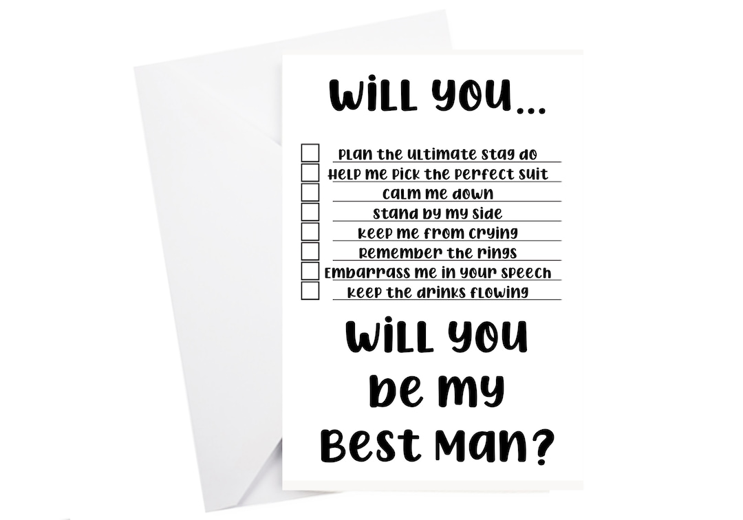 Will You Be My Best Man Checklist Card, Best Man Proposal Card, Best ...