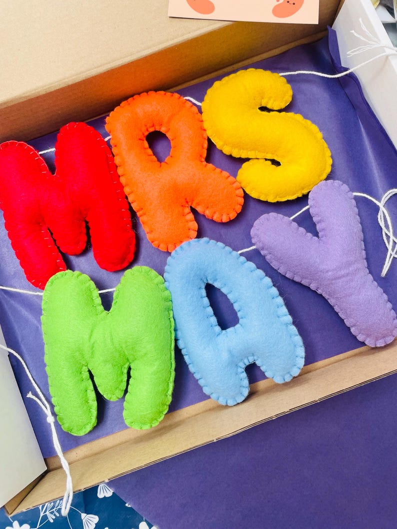 Rainbow Felt Teacher Name Banner - Personalized Classroom Decor ...