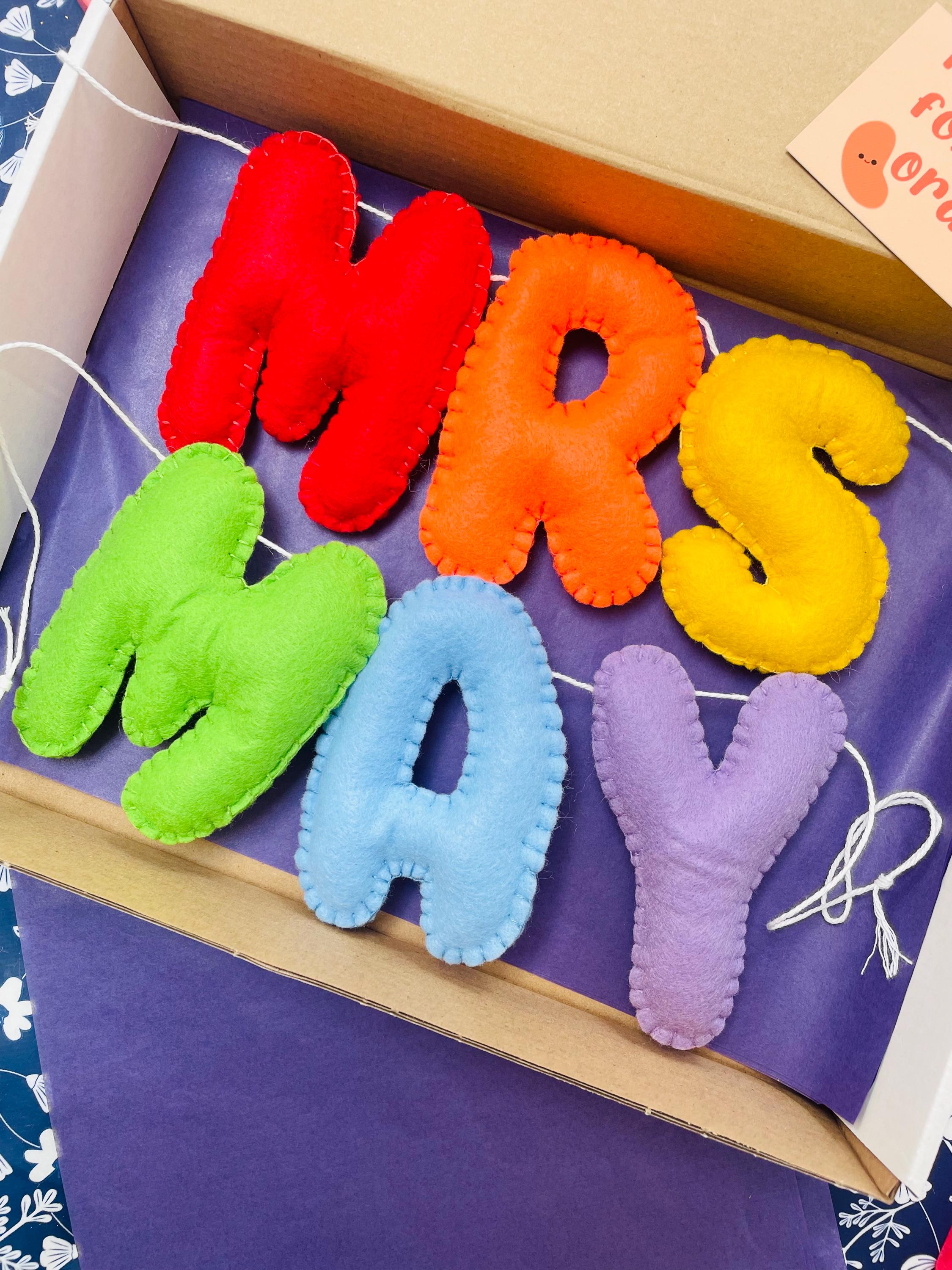 Rainbow Felt Teacher Name Banner - Personalized Classroom Decor ...