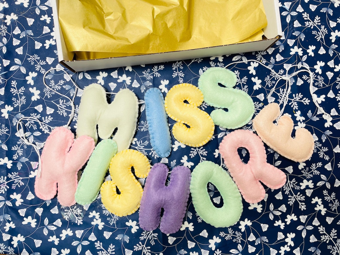 Pastel Felt Teacher Name Banner: Personalized Classroom Decor - Etsy
