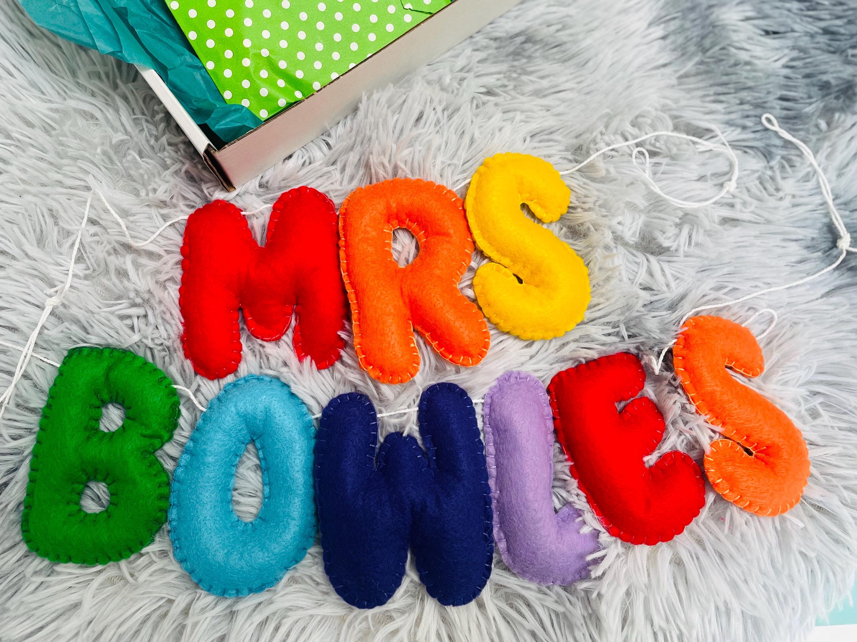 Rainbow Felt Teacher Name Banner - Personalized Classroom Decor ...