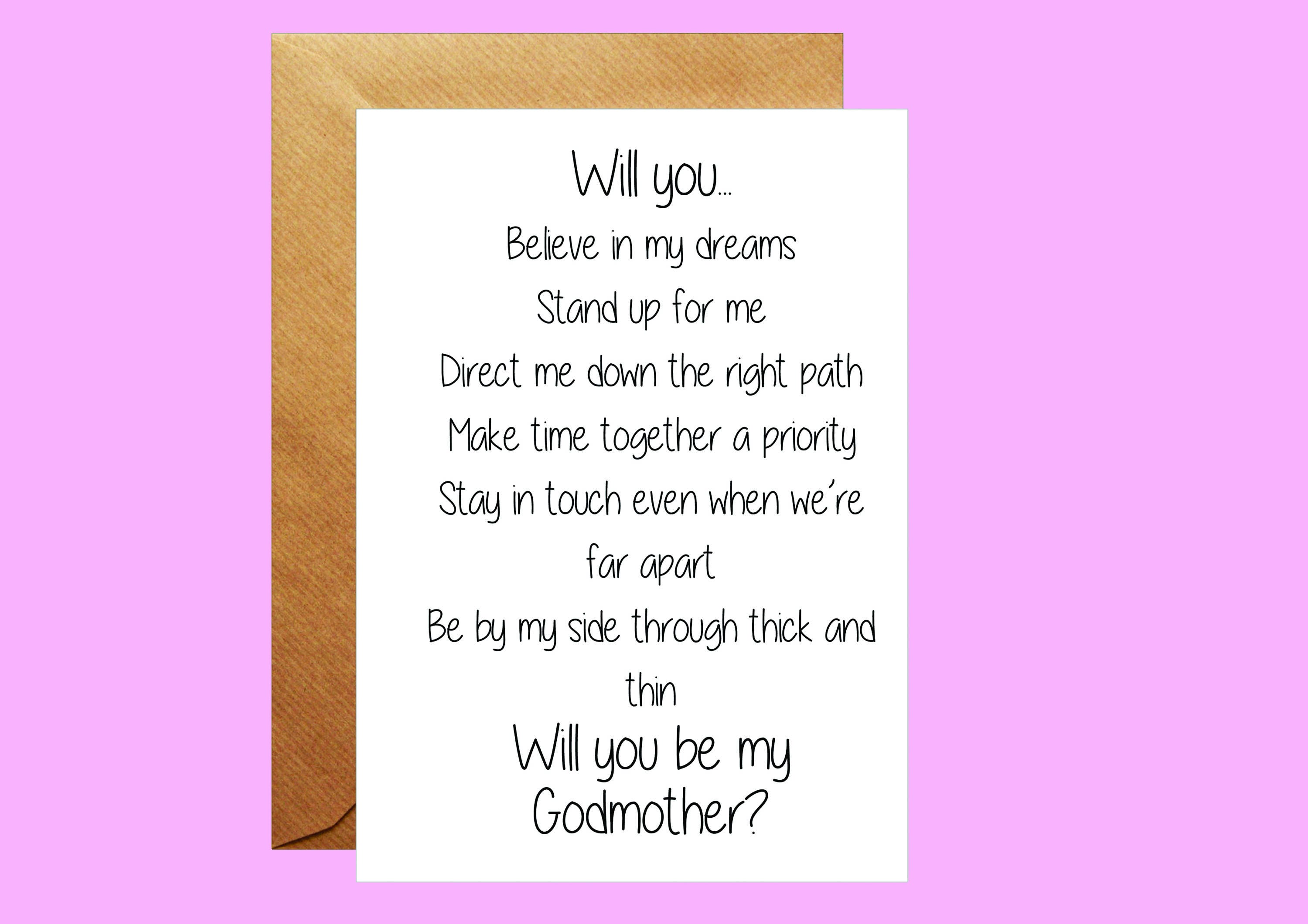 Printable Will You Be My Godmother Card Godmother Proposal - Etsy UK