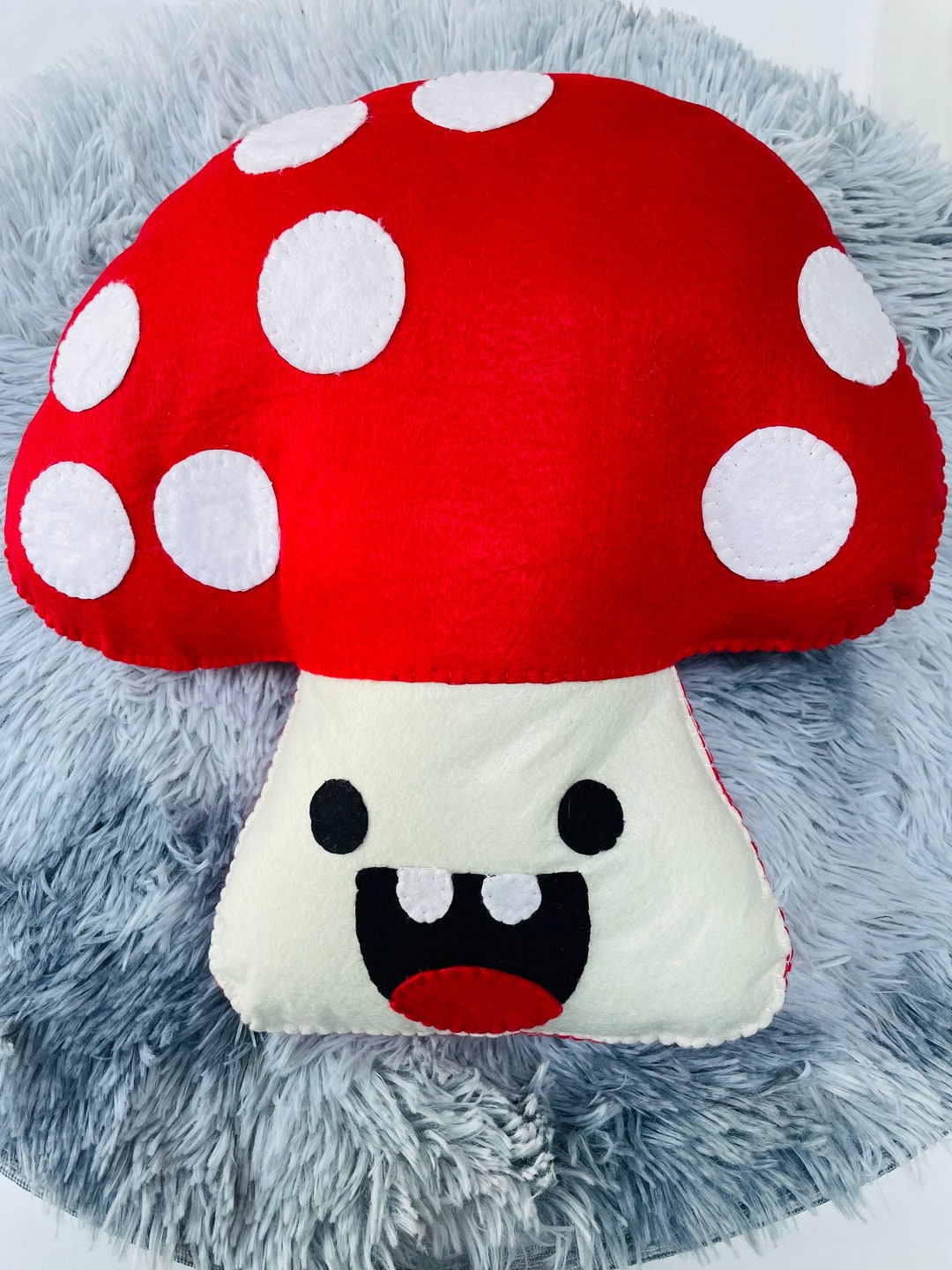 Monster Mushroom Cushion, Funny Toadstool Cushion, Kids Room Plushie ...