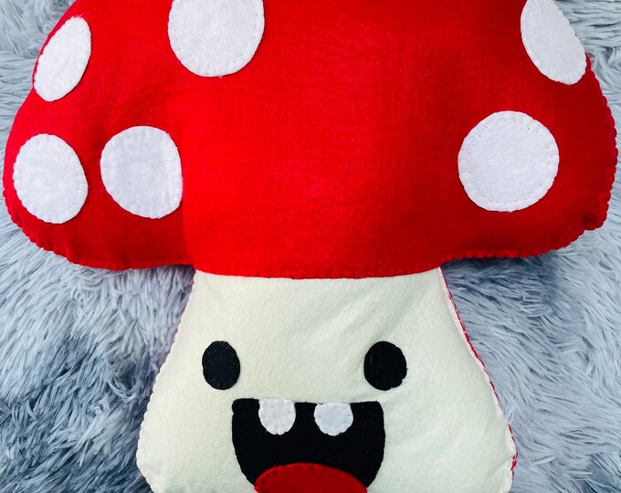Monster Mushroom Cushion, Funny Toadstool Cushion, Kids Room Plushie ...
