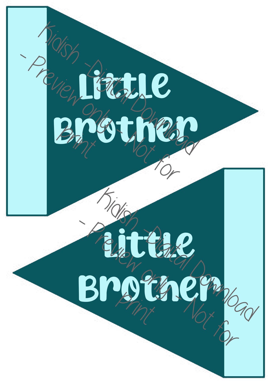 Little Brother Blue Pennant Flag Bundle - Printable Nursery - New Baby ...