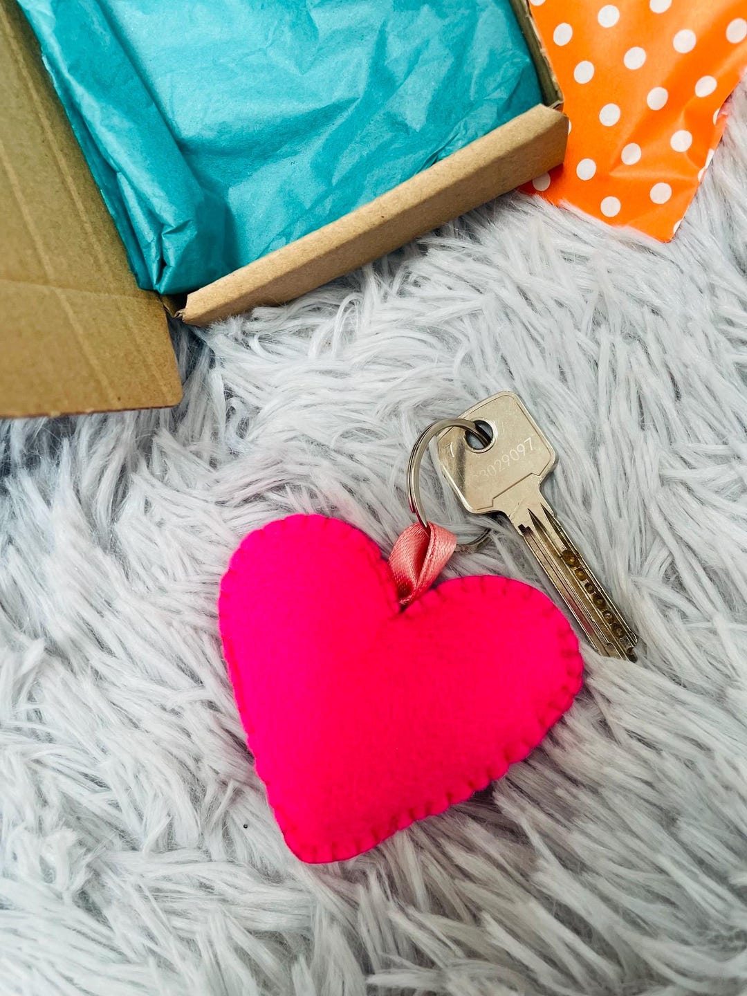 Plush Pink Heart Keyring, Anniversary Gift, Valentine Gift, Heart ...