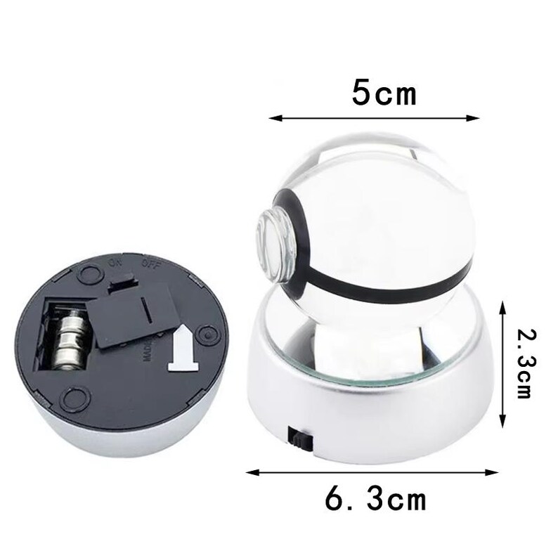 Pokemon 3D Crystal Ball Pikachu Gengar Mew Mewtwo Figurines Lamp Base ...