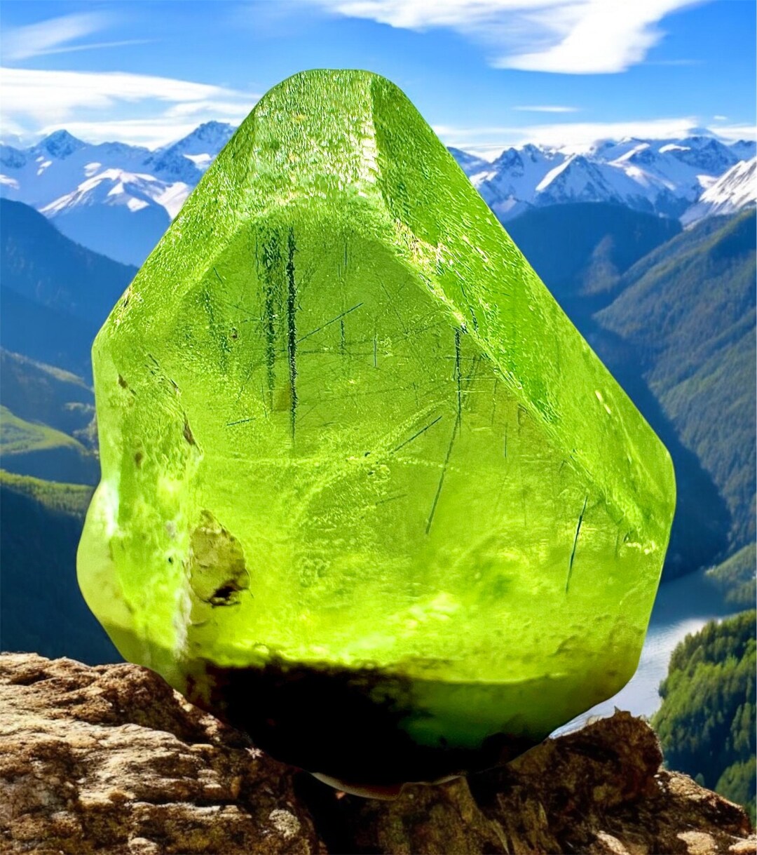 Beautiful Top Green Color Rutail Peridot Terminated Crystal, Minerals ...