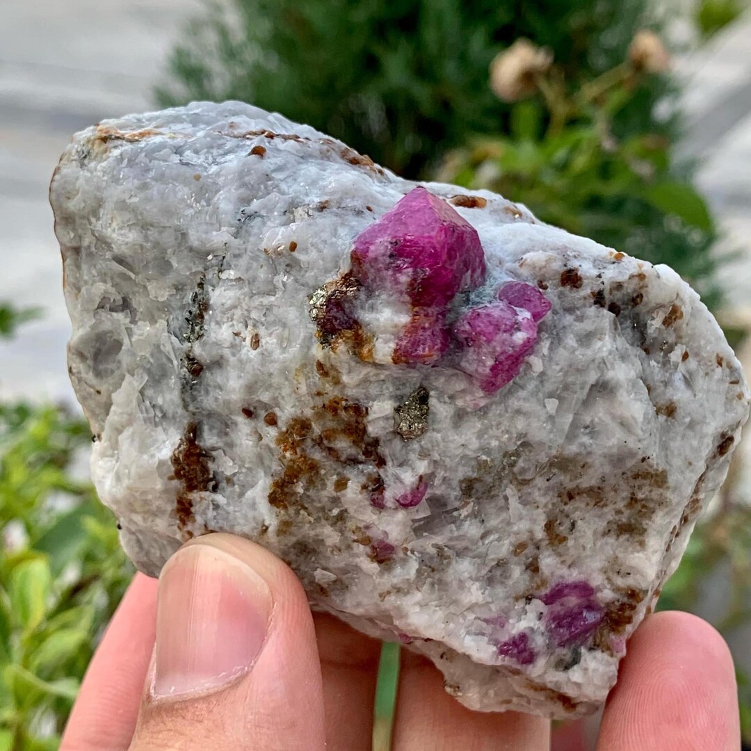 Beautiful Pink Color Ruby With Pyrite Crystal Cluster With Albite ...