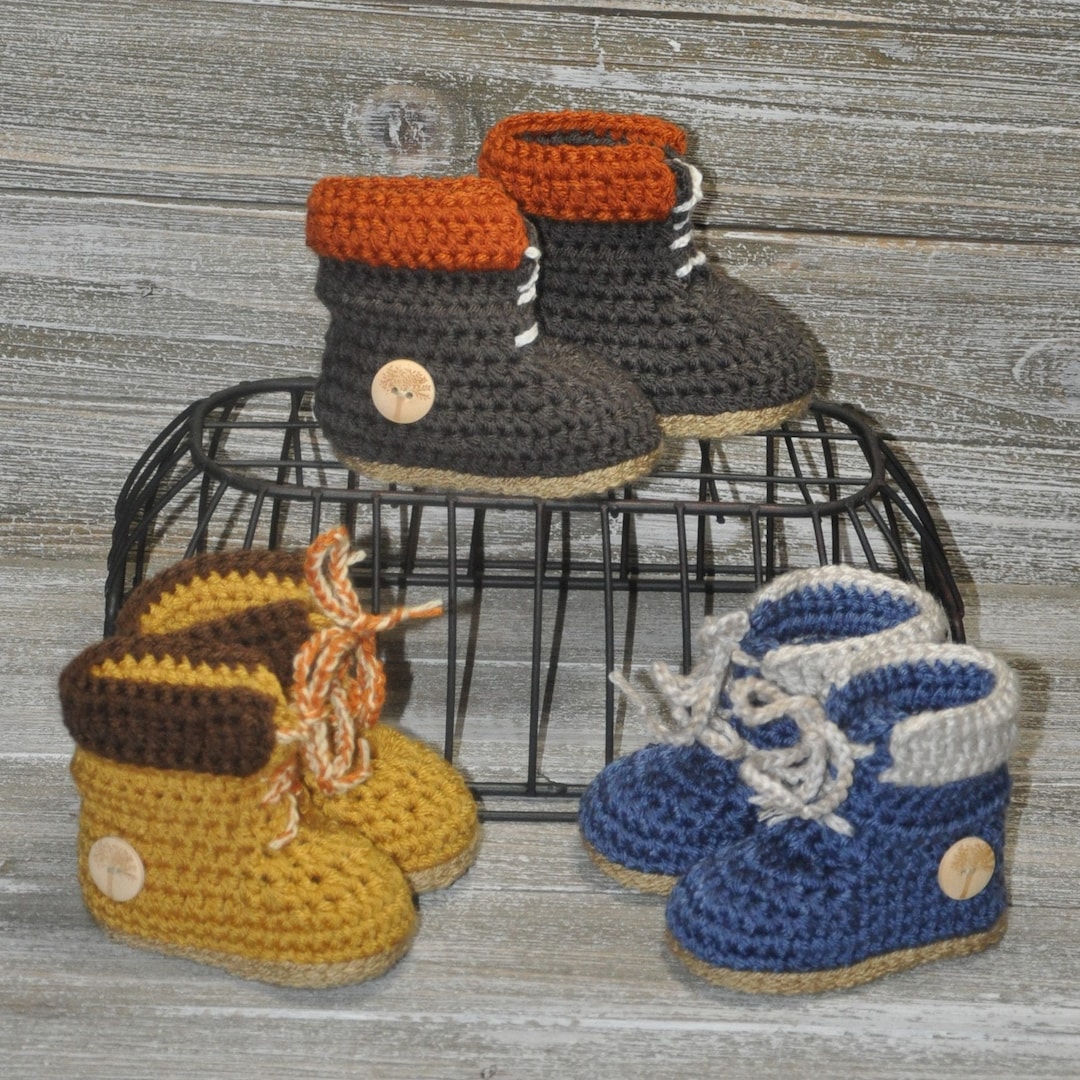 Baby Booties, Baby Work Boots, Tie Booties - Etsy