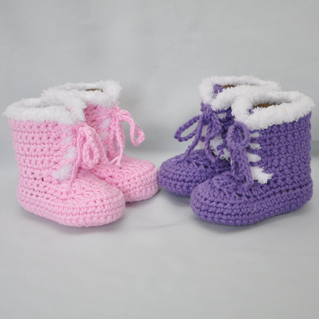 Cotton Baby Booties, Fur Trimmed Baby Booties, Lace up Baby Booties - Etsy