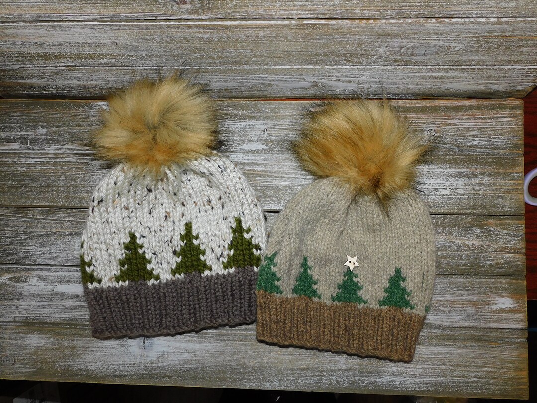 Bulky Knit Winter Hat, Ladies Winter Hat, Fur Pompom, Beanie, Teen and ...