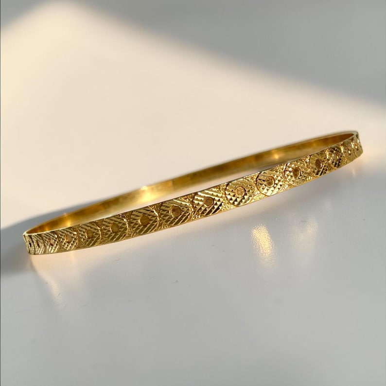 Vintage 10K Gold Stackable Bangles - Indian Style Patterned Bracelets ...