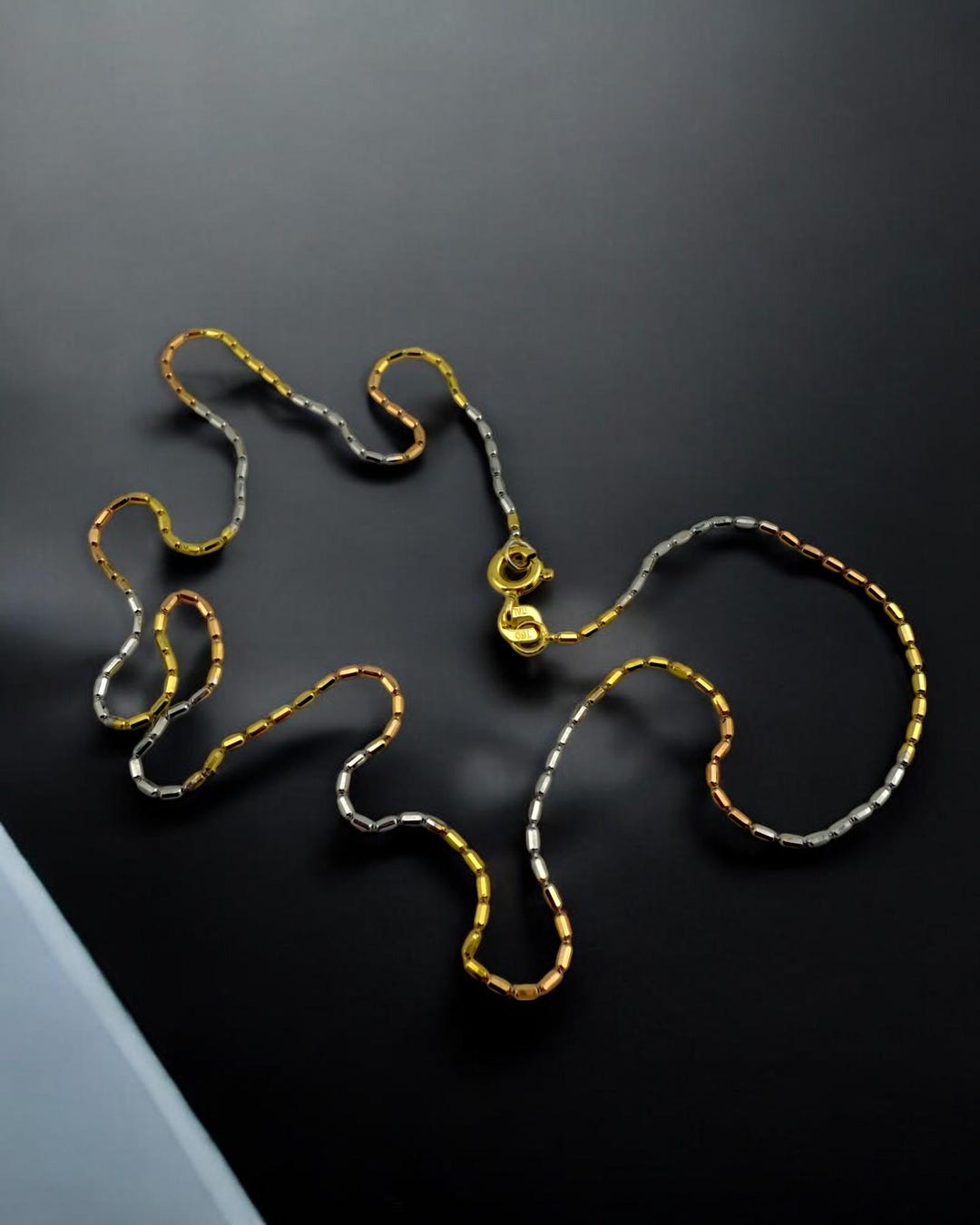 Vintage 18K Italian Tricolore Box Chain Necklace – Gold Luxury Italian ...
