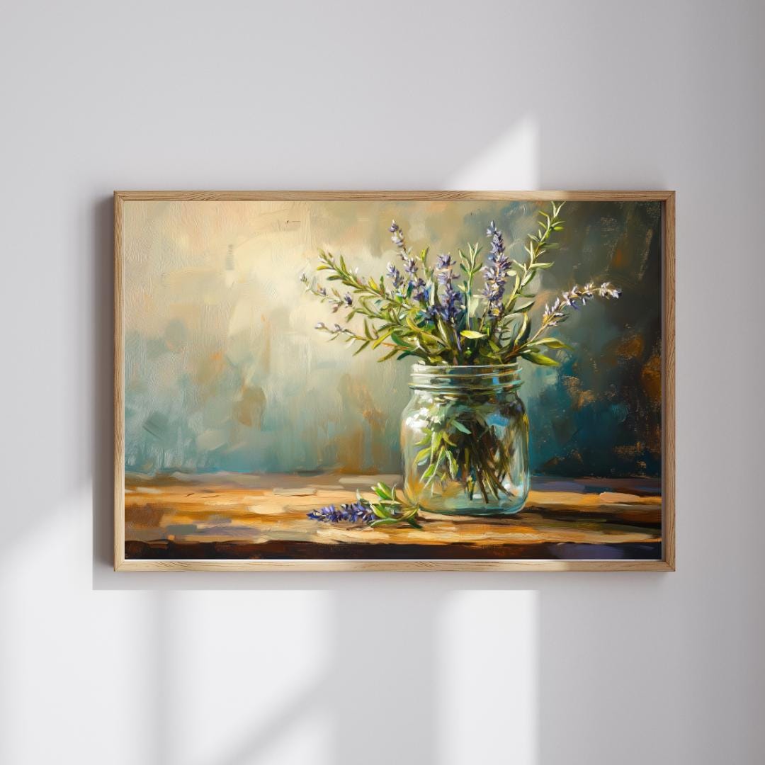 Scent of Quiet – Rustic Herb Still Life in Glass Jar | Vintage Kitchen ...