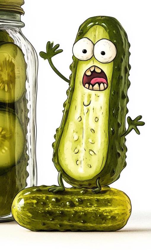 Funny Pickle Cartoon - Talking Pickle Wall Art | Quirky Kitchen Decor ...