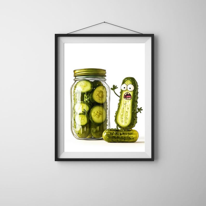 Funny Pickle Cartoon - Talking Pickle Wall Art | Quirky Kitchen Decor ...