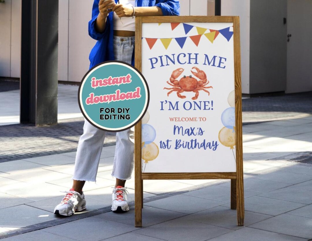 Pinch Me I'm One Welcome Sign 18x24 - Instant Download - Etsy