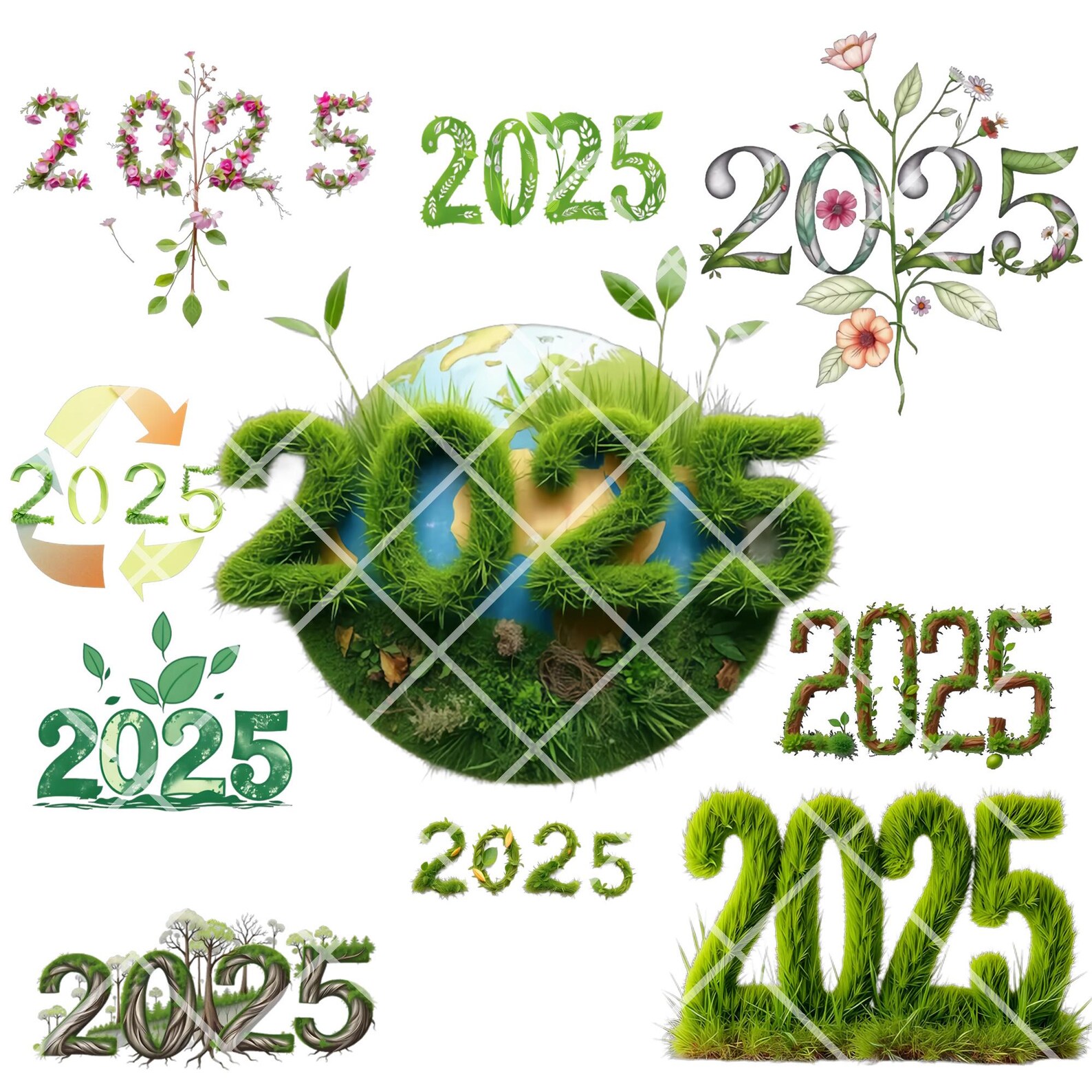 2025 PNG Clipart Eco Friendly New Year Recycling Designs Digital ...