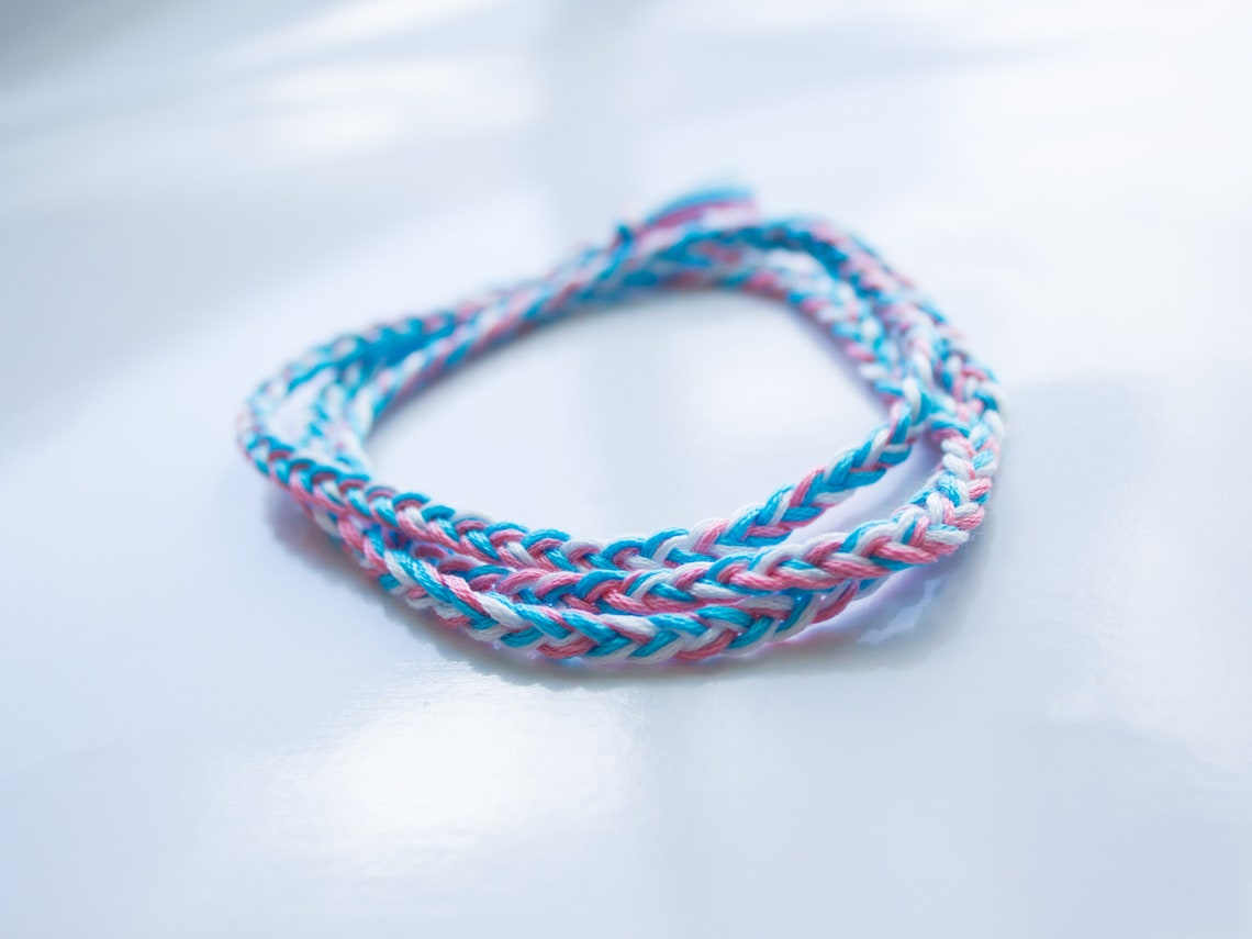 Transgender Pride Braided Wrap Bracelet - Friendship Bracelet in Pink ...